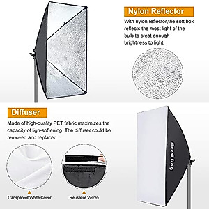 MOUNTDOG Softbox Lighting Kit,20"X28" Photography Continuous Lighting System Photo Studio Equipment with 95W Light Bulb 5500K for Portrait Product Shooting Photography Video Recording