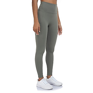 HERRLA High Waist Leggings for Women with Pocket,Crossover Gym Workout Yoga Pants Lounge Legging (Army Green,L)