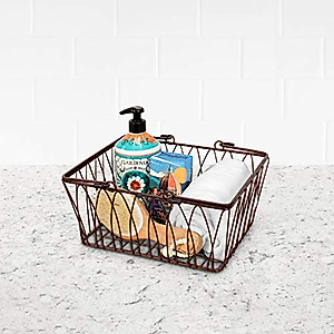 Spectrum Diversified Twist Storage Handles, Modern Farmhouse Décor Farmer’s Market-Style Wire Basket for Organizing Bathroom, Pantry & Craft Room, Medium, Bronze