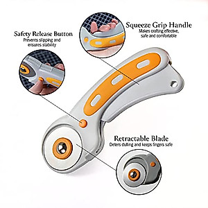 WA Portman Rotary Cutter Set & Cutting Mat for Sewing - 45mm Rotary Cutter for Fabric & 5 Blades - 18x24 In Fabric Cutting Mat - 6x24 In Acrylic Ruler for Cutting Fabric - Rotary Cutter and Mat Set