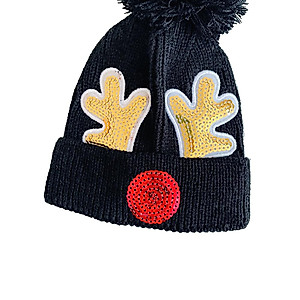 Christmas Beanie Hat for Baby Boys Girls Beanies Kids Winter Hats Children Pompom Knit Warm Caps for 2-5 Year Old White