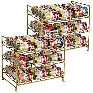 2 Pack- SUFAUY Can Rack Organizer, Stackable Can Storage Dispenser Holds up to 72 Cans for Kitchen Cabinet or Pantry, Gold