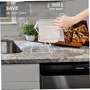 WOONEKY Storage Rack Cloth Rack Cloths Rack Cup Holder Foldable Cloth Holder Kitchen Countertop Rack Towel Rack Light Grey