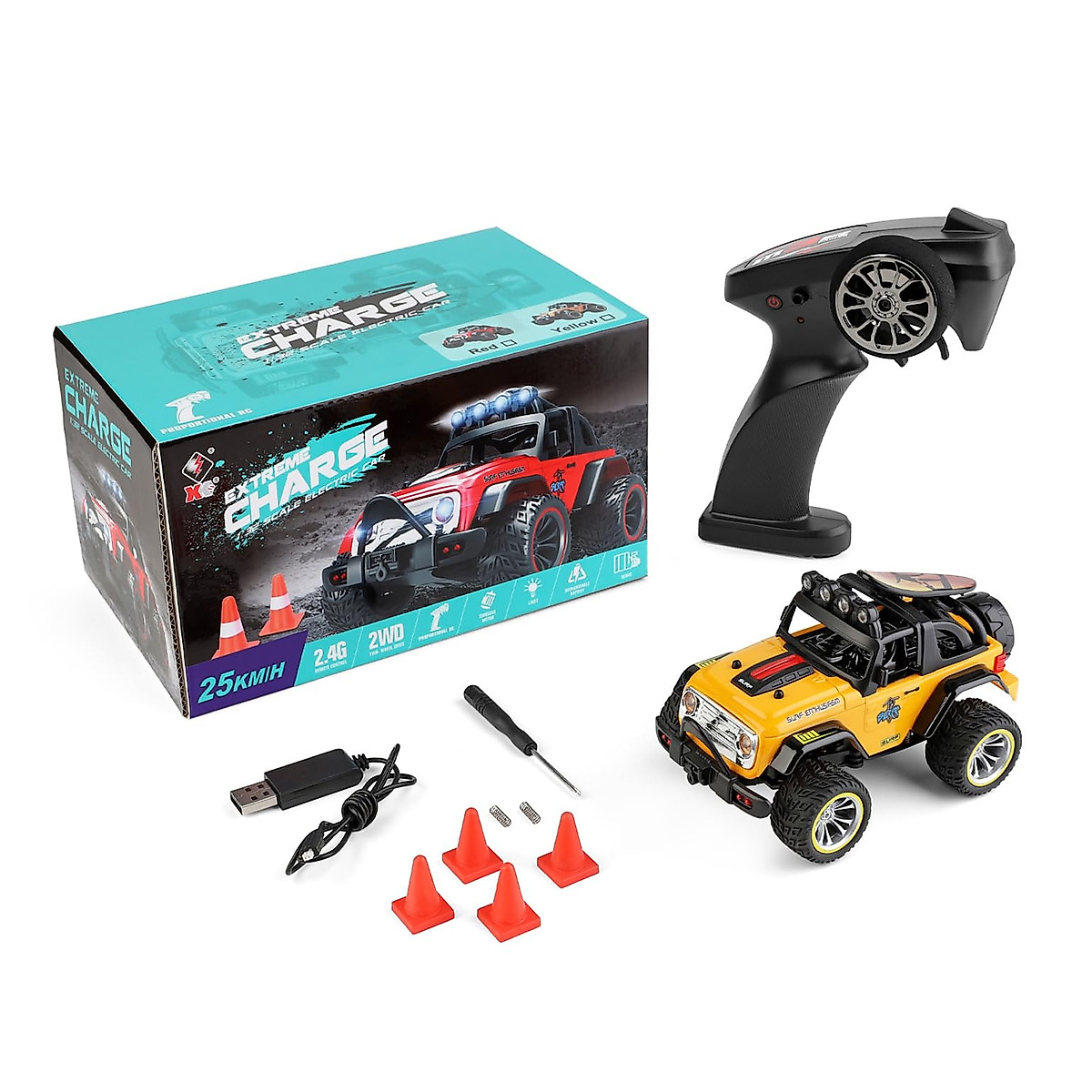 LEOSO Wltoys 32221 RC Car 1/32 RC Crawler 25km/h Brushed RC Cars 2.4GHz RC Rock Crawler 2WD Remote Control Car All-Terrain TPR Tires RC Car Gifts…
