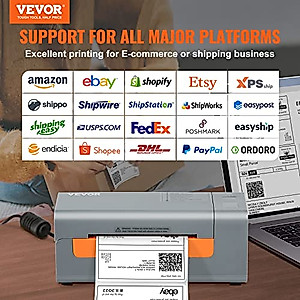 VEVOR Thermal Label Printer, 4x6 Label Printer, Shipping Label Printer with Automatic Label Recognition, Support Windows/MacOS/Linux/Chromebook, Compatible with USPS, Amazon, Ebay, Etsy, UPS etc