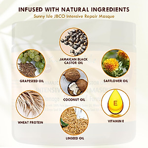 Sunny Isle Jamaican Castor Oil Intensive Repair Masque, Black, Coconut, 16 Fl Oz