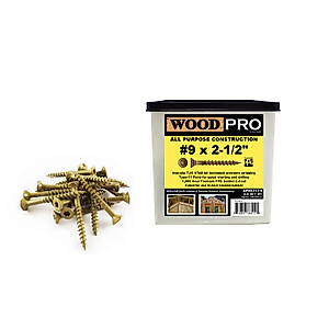 WoodPro Fasteners AP9X212-5 T25 5-Pound Net Weight 9 by 2-1/2-Inch All Purpose Wood Construction Screws, 500-Piece, Gold
