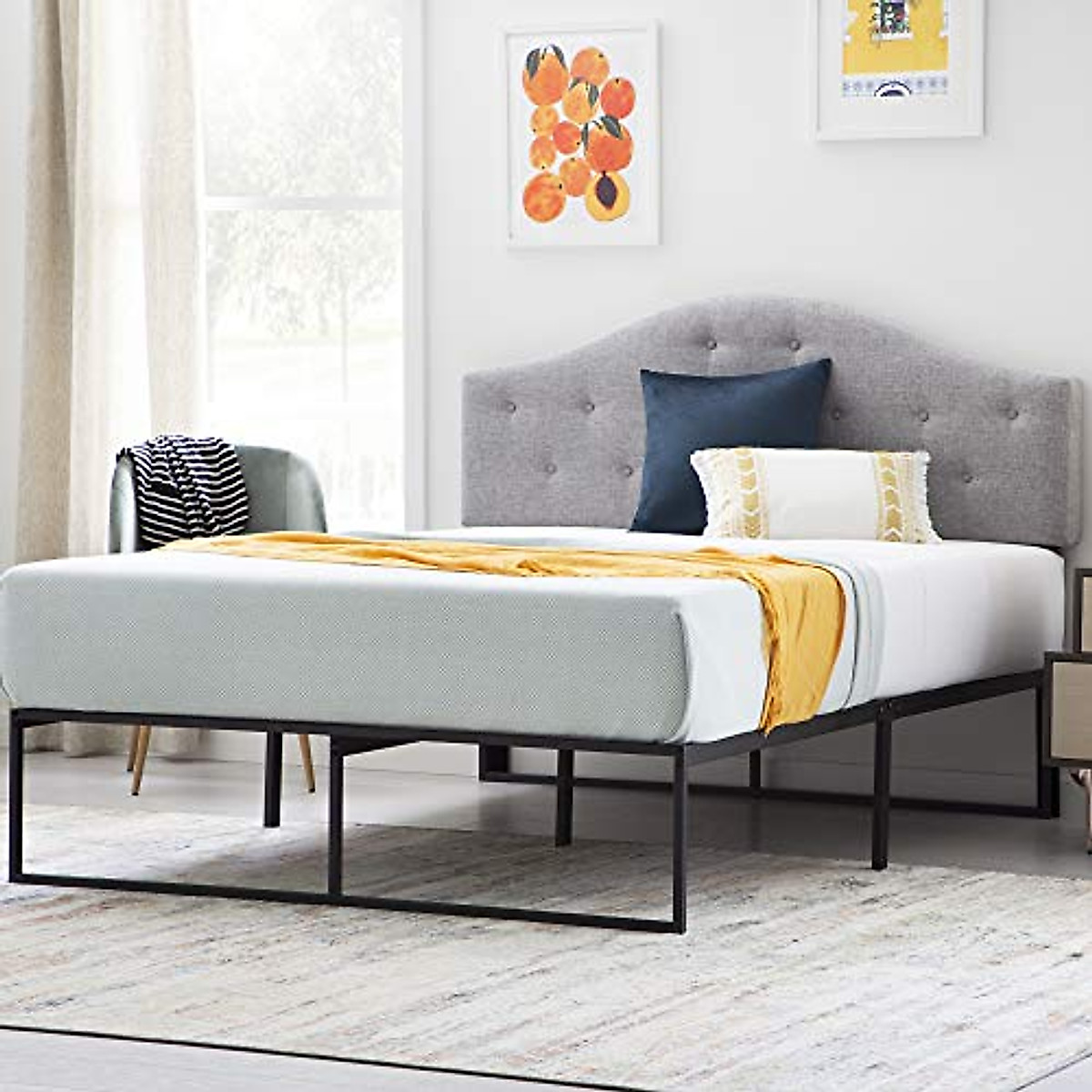 Linenspa 14 Inch Metal Platform King Bed Frame with Storage Space Under Frame, King Platform Bed Frame, No Box Spring Needed