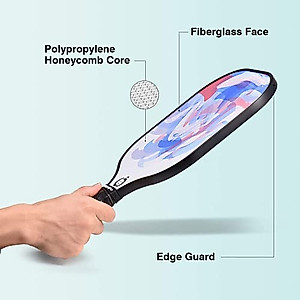 niupipo Pickleball Paddles, Pickleball Paddles Set of 2, Fiberglass Surface, Polypropylene Honeycomb Core, Cushion Grip, Lightweight Pickleball, Portable Carry Bag, White