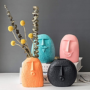 Souleden Statue Face Head Vase Creative Art Ceramic Flower Vase Small Irregular Plant Pots Desktop Expression Planter for Home Abstract Decor Living Room Office Wedding Indoor Outdoor Garden (White C)