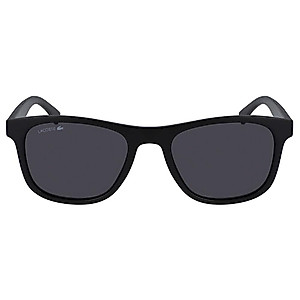Lacoste Men's L884S Rectangular Sunglasses, Matte Black/Black Solid Smoke, 53 mm