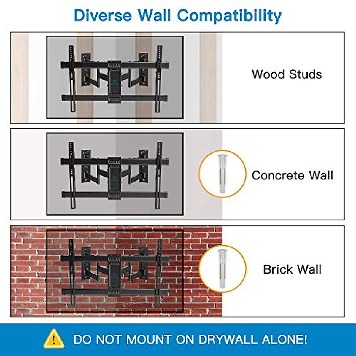 Corner TV Wall Mount Full Motion- Corner TV Bracket Fits 37-70 Inch LED ...