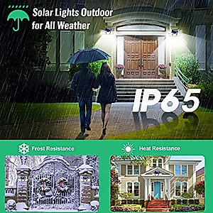 Ollivage Security Solar Lights Outdoor, LED Motion Sensor Flood Lights Outdoor, 6500K Super Bright Wide Angle, 3 Adjustable Heads, IP65 Waterproof, Fence Light Solar Powered for Outside Yard Garden