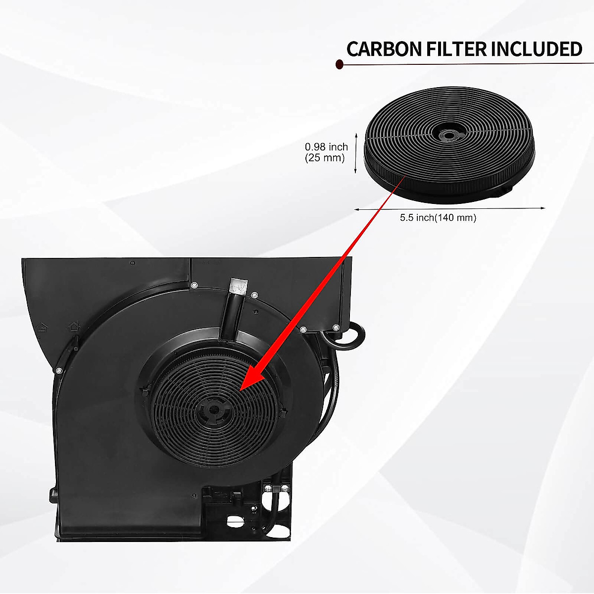 SNDOAS Under Cabinet Range Hood 30 inch,Kitchen Hood with LED Light,Push Button Controls,3 Speeds,Stainless Steel Range Hood,Ducted/Ductless Convertible Kitchen Over Stove Vent,Charcoal Filter