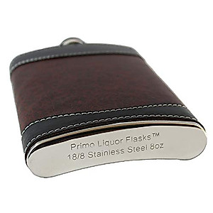 Primo Liquor Flasks Mens 8oz Stainless Steel Hip Flask for Liquor, Brown and Black