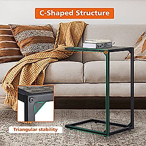 C Shaped End Table Set of 2, Snack Side Table, C Tables for Couch, Couch Tables That Slide Under, for Living Room, Bedroom, Gray