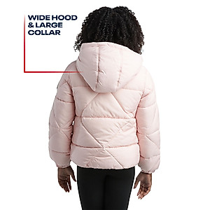 Reebok Girls' Winter Coat - Heavyweight Quilted Sherpa Fur Lined Cropped Puffer Parka - Casual Jacket for Girls (4-16), Size 10-12, Blush