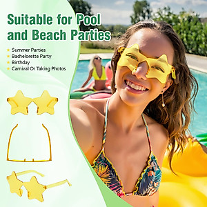 Pibupibu 12 Pack Colorful Star Shaped Sunglasses Bulk, Transparent Rimless Star Glasses, Cute Pentagram Fun Party Sunglasses Set