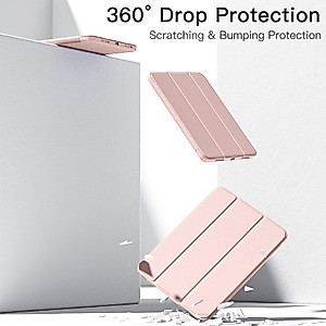 Dirrelo Compatible with iPad 10th Generation Case 2022, Protective Case 10th Generation with Pencil Holder, Trifold Stand Case Designed for iPad 10.9 Inch, Auto Sleep/Wake Cover, Rose Pink