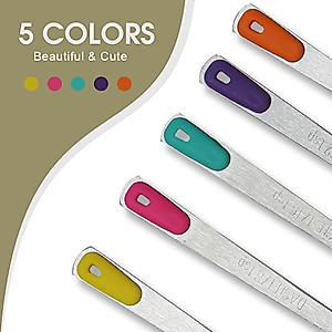 BERYLER Measuring Spoons Set of 5, Tiny Stainless Steel Measuring Spoons with Silicone Handle, Small Measuring Spoon 1/64, 1/32, 1/16, 1/8, 1/4 tsp, Teaspoon for Dry or Liquid Ingredients
