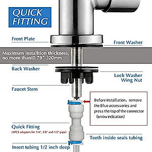 KAIYING Drinking Water Faucet, Lead-Free Filtered Water Faucet Fits Most Reverse Osmosis Units or Water Filtration System in Non-Air Gap, Kitchen RO Faucet, SUS304 Stainless Steel, Brushed Nickel
