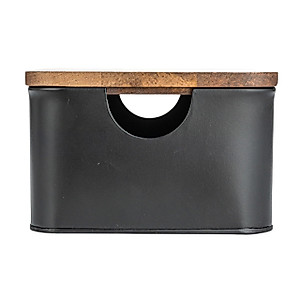 Bloomingville Metal Containers with Mango Wood Lids, Black and Walnut, Set of 2