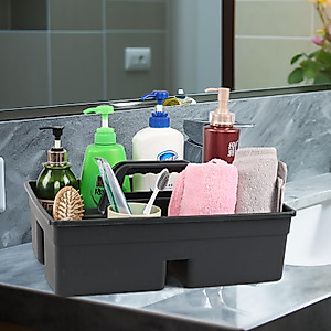 Morcte 6 Pack Plastic Cleaning Supply Caddy, Cleaning Carry Caddy Organizer with Handle, Gray