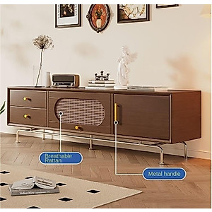 Solid Wood TV Cabinet Combo, Vintage Wall Unit for Small Living Rooms, Furniture for TV MINGPING (Color : Black, Size : 150x35x46cm)