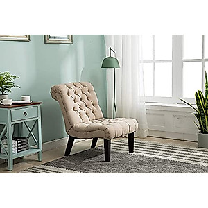 Haobo Home Armless Accent Chair Button Tufted Slipper Chair Side Chair for Living Room Dining Room Bedroom Funiture
