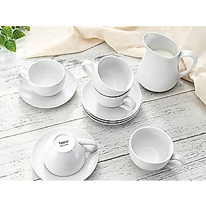 Yedio Porcelain Milk Creamer Pitcher with Handle, 17 Ounce White Porcelain Creamer Pitcher for Coffee and Tea