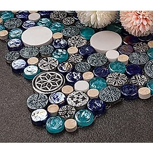 12-in x 12-in Vintage Blue Round Mosaic