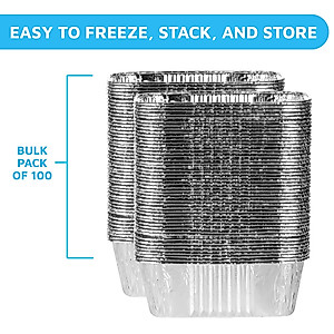MontoPack Aluminum Mini Disposable Loaf Pans | Deep Half Size 6 x 3.5” Extra Thick Foil Bread Containers for Baking, Food Storage & Takeout | Eco-Friendly & Recyclable | Bulk 100-Pack of 1 Pound Trays