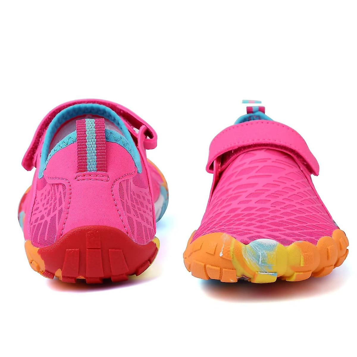 FANTURE Girls & Boys Water Shoes Lightweight Comfort Sole Easy Walking Athletic Slip on Aqua Sock(Toddler/Little Kid/Big Kid) U422WZ625.EL-Rose.Red-32