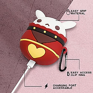 Alquar Genshin Impact Case for Airpods 2&1, 6 in 1 Silicone Airpods Accessories Protective Cover, 3D Cute Kawaii Klee Game Anime Cartoon Character Skin for Women Girls Kids with Keychain(Jumpy Dumpty)
