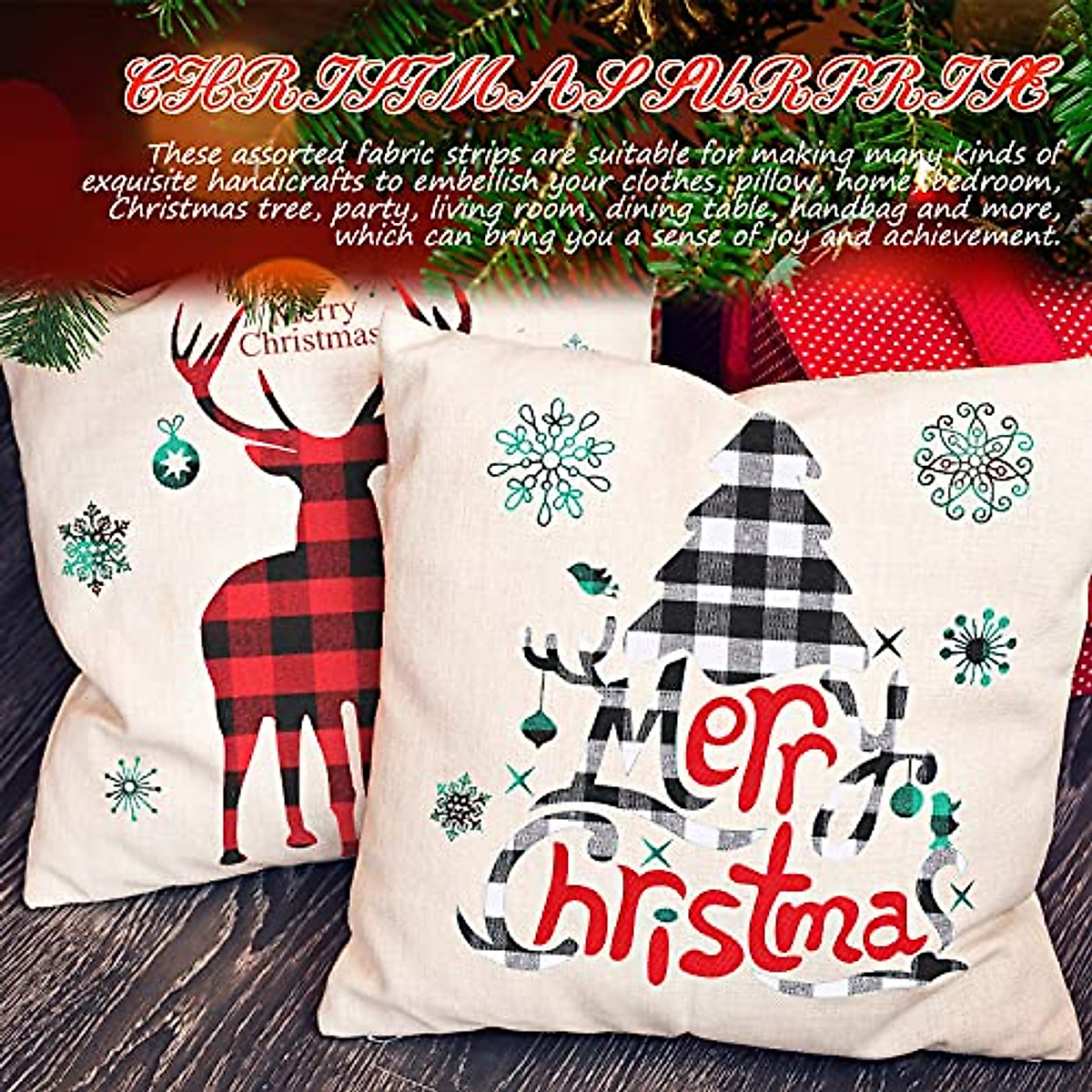 Tatuo 45 Pieces Christmas Jelly Soft Rolls Buffalo Plaid Fabric Strips Rolls Quilting Fabric Roll up Craft Patchwork Strips for Handmade Favors, 2.5 x 40 Inches(Classic Style)