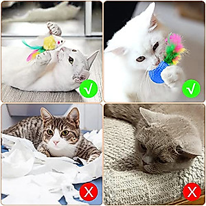 Oziral Cat Toys Set 32 PCS Kitten Toys Assortments Including 3 Way Tunnel Cat Feather Teaser Wand Sisal Mice Bell Balls Crinkle Balls Interactive Cat Toys for Indoor Cats Kitten