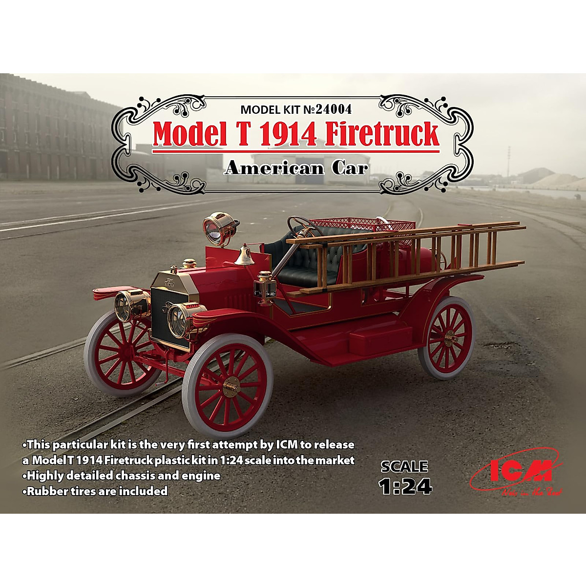 ICM ICM24004 Ford 1:24-Model T 1914 Firetruck, American Car