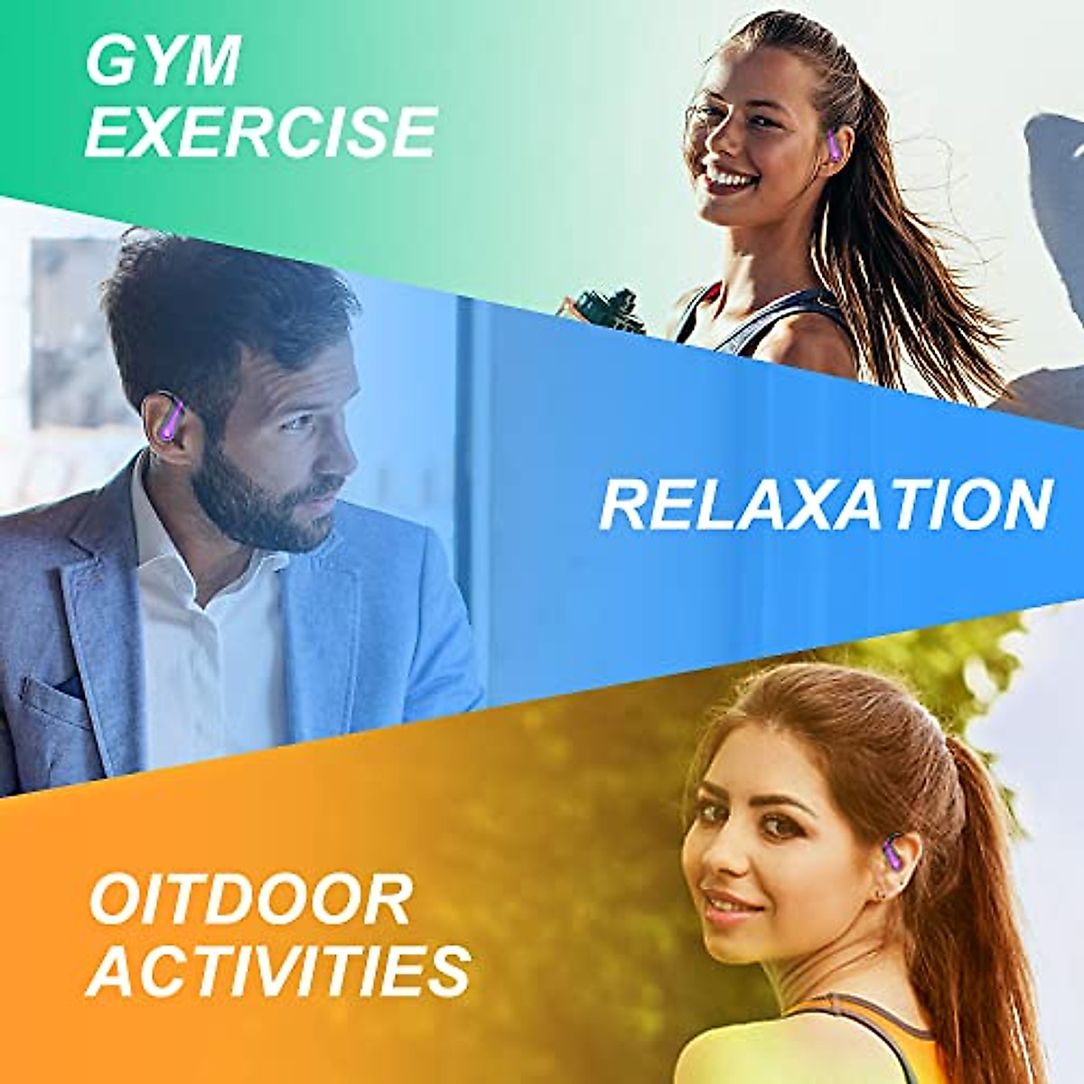 Donerton Wireless Earbud, Chipset 5.1 Sport Headphones with Charging Case, 10Hours Single Playtime Earhooks Headset, Wireless Earphone 6D Stereo HiFi Sound Noise Cancelling for Working/Travel/Gym