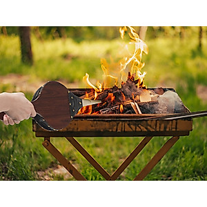 Wood Fireplace Bellows 17''x7.5'' with Hanging Leather Strap, Brown Air Bellower for Outdoor BBQ and Camping