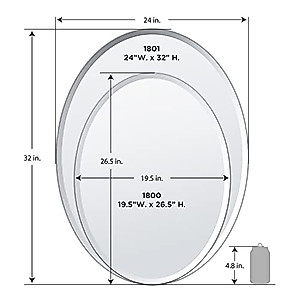 Gatco Beveled Easy Mount Mirror, 32" H x 24" W, Silver