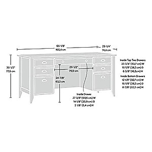 Sauder Shoal Creek Executive Desk, L: 65.12" x W: 29.29" x H: 30.55", Jamocha Wood finish
