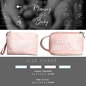 3 Set Diaper Tote, Bag for Overnight, Travel & Maternity, Waterproof XL Stroller Bag with Hook, Changing Pad & Burp Cloth Pink/White