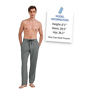 Idtswch 36 Inseam Mens Tall Sweatpants Open Bottom Joggers Casual Loose Fit Athletic Yoga Pants with Pockets Dark Gary