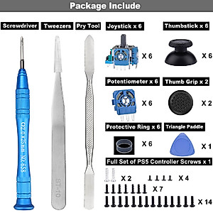 IKPEK 6 Pack Analog 3D Joysticks Replacement for PS5 Controller, Joysticks Part with Repair Screwdriver Kit for Playstation 5 DualSense Controller