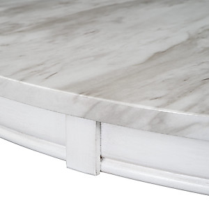 Merax 5-Piece Round Table and Chairs Set with Marble Veneer Top and Wood Frame for Dining Room, White(New)