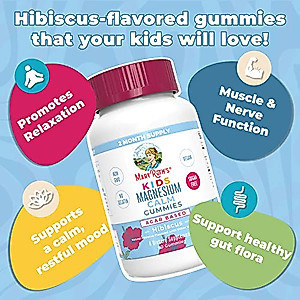 Kids Magnesium Citrate Gummies by MaryRuth's | 2 Month Supply | Sugar Free | Magnesium Supplement | Calm Magnesium Gummies for Kids 2+ | Bone, Nerve, Gut Health | Vegan | Non-GMO | 60 Count