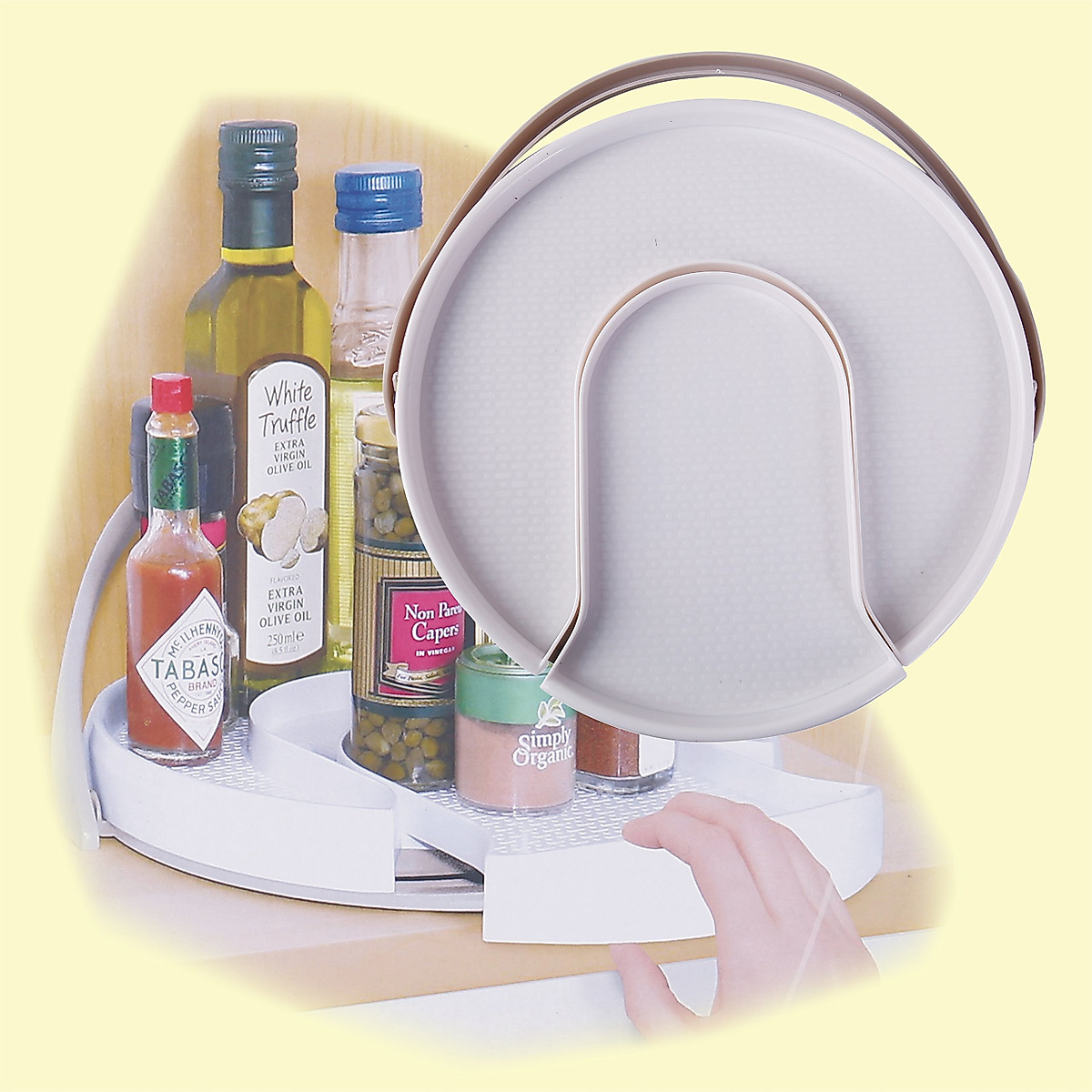 PMLAND 11 Inch Lazy Susan Turntable Spice Organizer Slide Out Shelve Kitchen Pantry, Cabinet, Countertops (White)