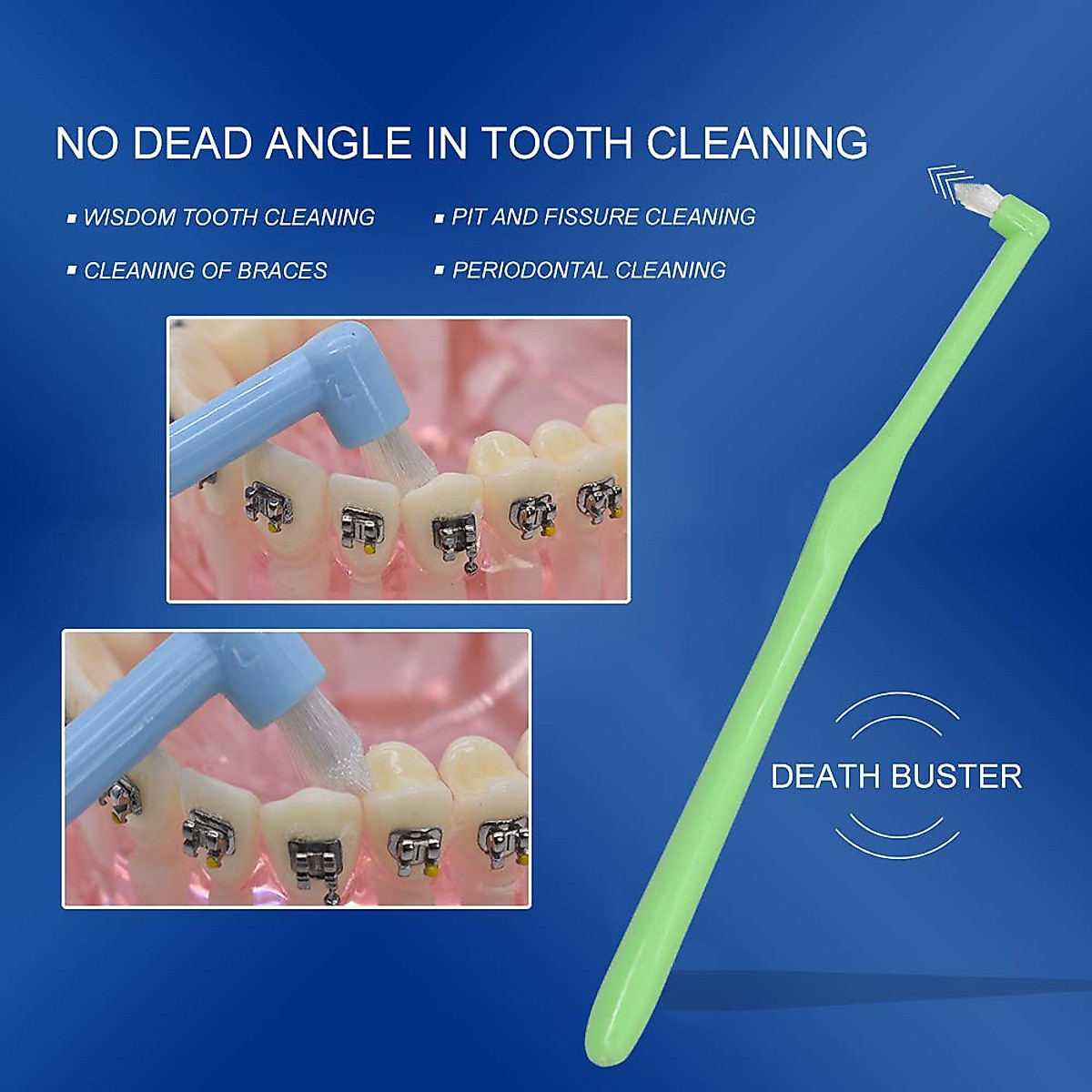 Angzhili 9 Pieces Interspace Toothbrush,End Tuft Orthodontic Toothbrush Tapered Orthodontic Brush for Hard to Reach Areas,Gap Toothbrush for Orthodontic Braces Bridges and Implants