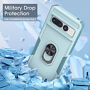 MILPROX Case Compatible for Google Pixel 7 Case, Dual-Layer Protective Shockproof Heavy-Duty Bumper Phone Case Cover with 360 Ring Kickstand for Google Pixel 7 Case - Mint