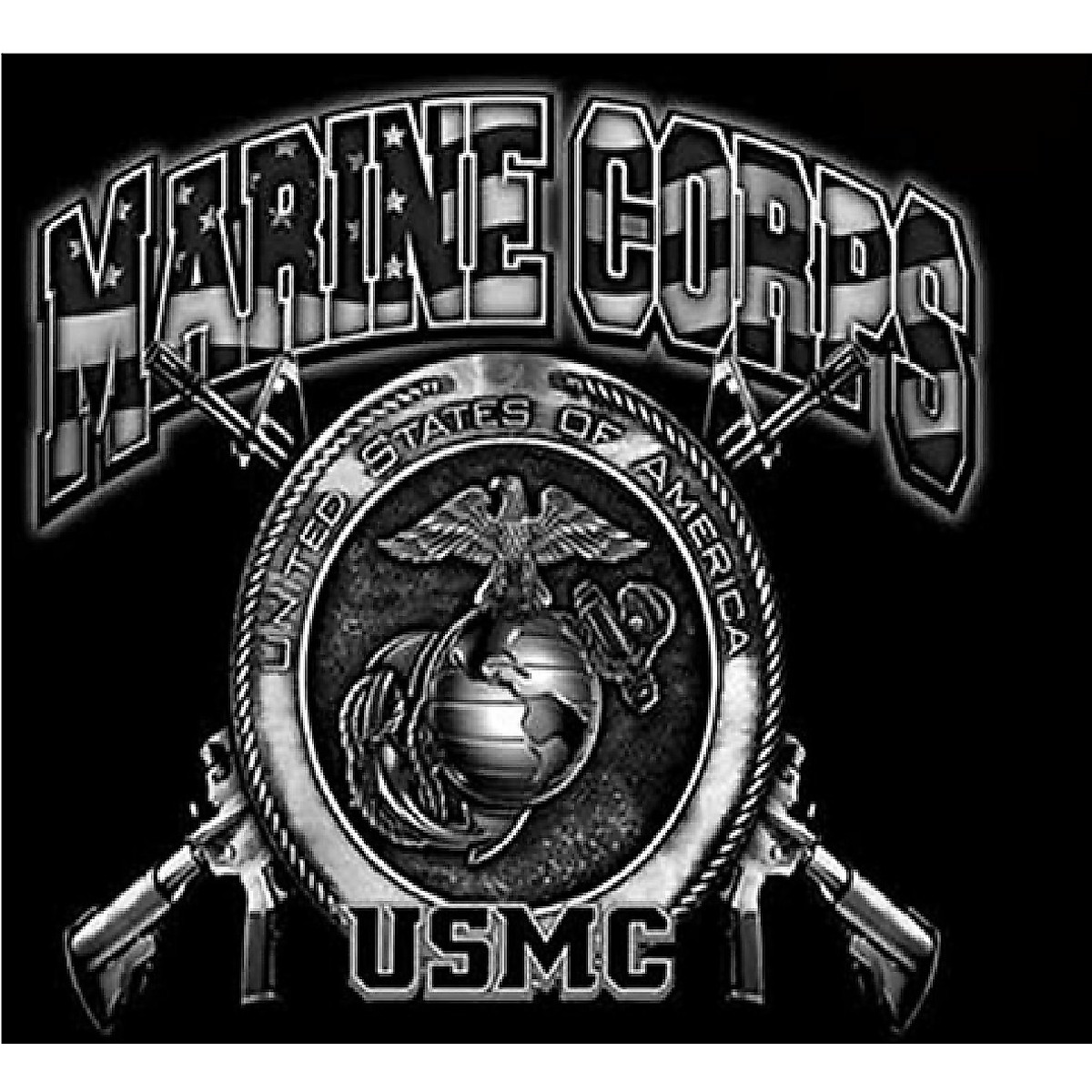 Lucky Ride Marine Corps Hoodie Big Logo Marines Hooded Sweatshirt USMC Black,Medium